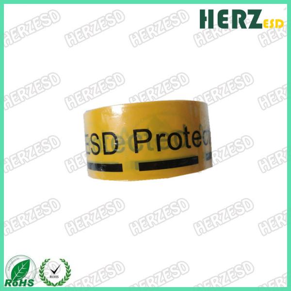 ESD PVC / PE Antistatic Adhesive Warning Tape With Yellow Color And Black Painting
