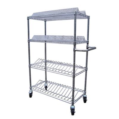 China ESD Rack 4 Wire Shelves Chrome Shelf Trucks Antistatic Chrome Plates Wire Trolley for sale
