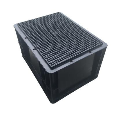 China Black ESD Circulation Box Antistatic Storage Crate Bin Box for sale