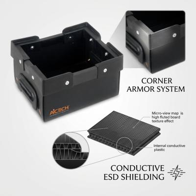 China ESD Reusable PP Corrugated Box Conductive Plastic Hollow Sheet Container For PCB Component Storage Transport for sale