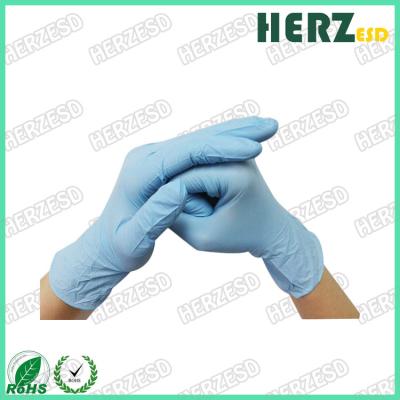 China Powder Free Blue Nitrile Disposable Gloves , Finger Dotted ESD Safe Nitrile Gloves for sale