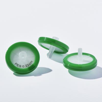 China 0.22 Mikron Einweg-Labor-Spritzenfilter PES Membran φ13mm φ25mm φ33mm zu verkaufen