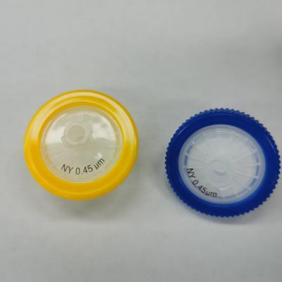 China 0.45μM Pore Size 25mm Laboratory Nylon Membrane Syringe Filter For Chromatography for sale