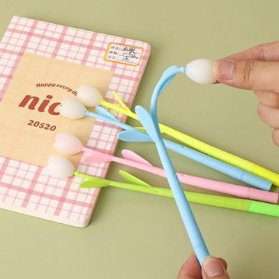 Cina 0.5mm Creative Silicon Gift Gel Pen Sun Color Changing Tulip Shape Neutral Pen in vendita