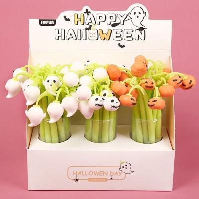 China Halloween Gift Silicone Gel Pen Neutral Pen Pumpkin Ghost Kids Swing Gel Pen for sale