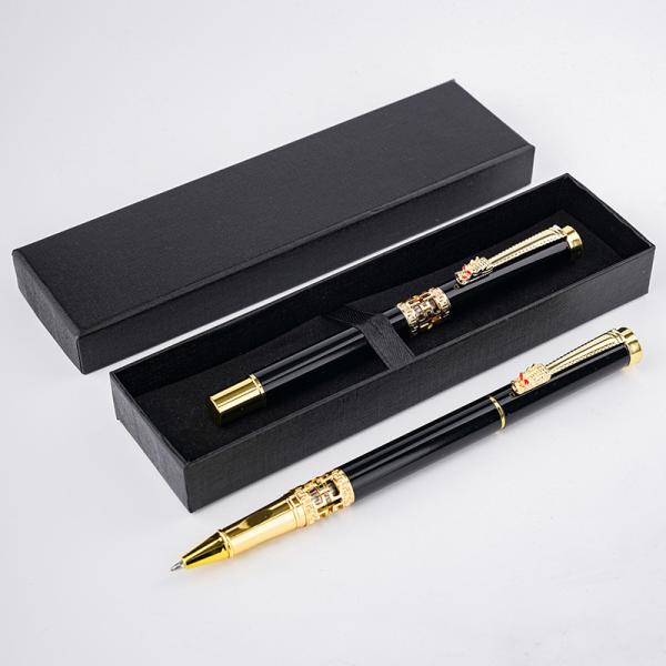 Quality Chinese Style Metal Business Stationery Set Hollow Out Dragon Head Roller Ball for sale