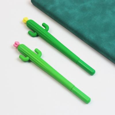 China Comfortable Holding Smooth Writing Gel Pen 0.5mm Cactus Silicone Neutral Pen for sale