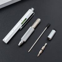 China Multifunctional Metal Creative Ballpoint Pen Ruler Screwdriver Touch Screen Gradienter for sale