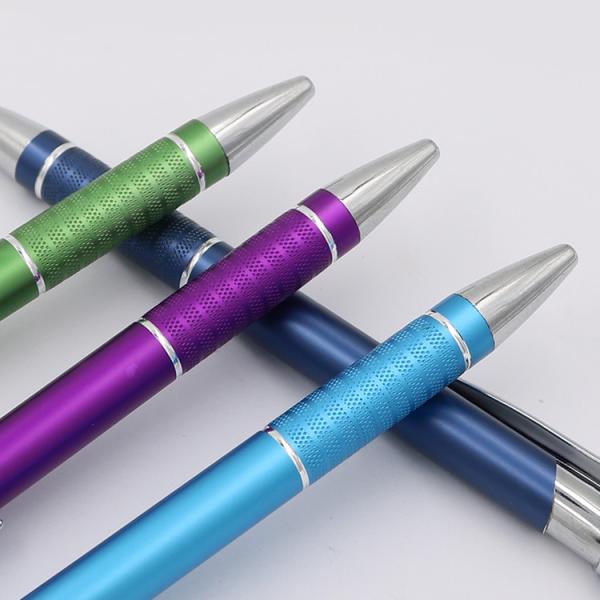 Quality Multi Colors Press Metal Ballpoint Pen 1.0mm Anti-Slip Pen Grip Click Ball Pen for sale