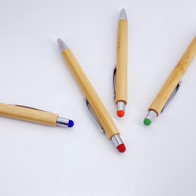 Cina 2 in 1 Penna a sfera in legno di bambù colorata a schermo tattile in vendita