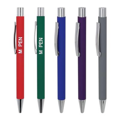Cina Penna a sfera di metallo con rivestimento morbido di classe 1.0mm Tip Clip Ballpoint Pen Logo personalizzato in vendita