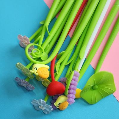 Cina Cartoni animati Piante interessanti Animali Silicone Penna neutrale Swinging Signature Pen in vendita