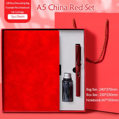 China Custom Logo Premium Soft Sheepskin Leather Notebook Gift Set Box For Business Activity for sale