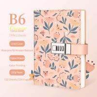 China Vintage Flower Language Locking Notebook B6 Combination Lock Journal for sale