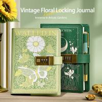China Vintage Flower Language Locking Notebook B6 Combination Lock Journal for sale