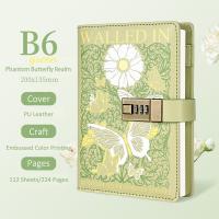 China Vintage Flower Language Locking Notebook B6 Combination Lock Journal for sale