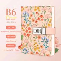 China Vintage Flower Language Locking Notebook B6 Combination Lock Journal for sale