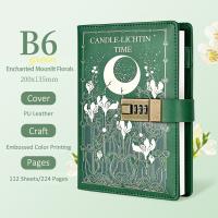 China Vintage Flower Language Locking Notebook B6 Combination Lock Journal for sale