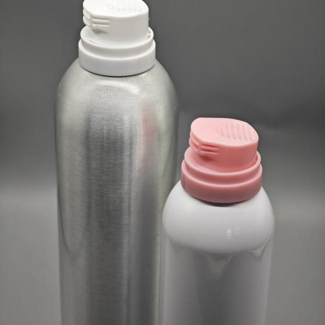 Side view of shaving foam aerosol valve showing connection points