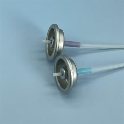 China 1 Inch Metered Aerosol Valve with Adjustable Spray Rate and Customizable Actuator Color for Precise Dosing for sale