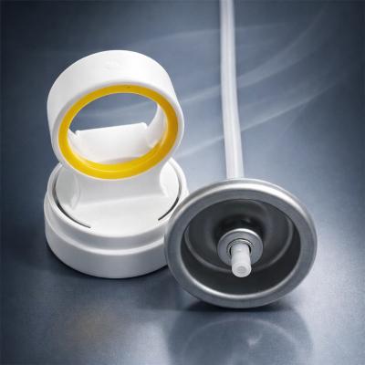 China Even Spray Pattern Child Safe Lock Cap Fine Mist Dispensing Aerosol Valve for Sunscreen and Personal Care for sale