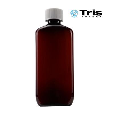 China PET Plastic 16fl oz Amber Lean Medicine Tris Purple Green Label Square Bottle with 28-400 CRC Caps Sealed Tamper Evident for sale