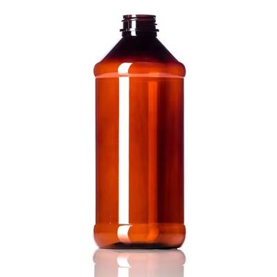China Amber 16oz PET Plastic Bottle Red Child Resistant Lid Pet Cough Syrup Oral Solution USP Medicine Square Seal Arch Modern for sale