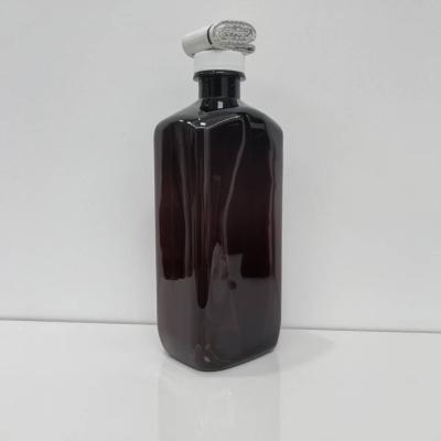 China Screen Printing 473ml PET Plastic Cough Syrup Bottles with Small Screw Cap Foil Seal Tris Label Paper Booklet Packaging for sale