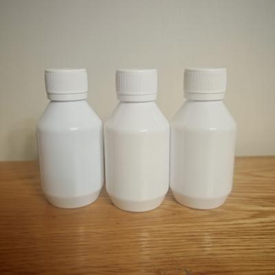 China Round TUS EF Syrup 125ml White Plastic Bottle with Printed LOT Number Glossy Finish Screw Top Cap Free sample Freight Cost Pay for sale