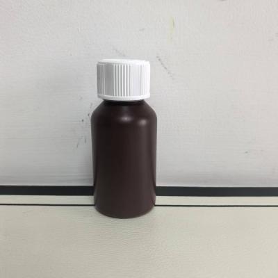 China PE Collar Material 100ml Brown Amber HDPE Glossy Plastic Package Bottle Medical Packing with CRC Cap for sale