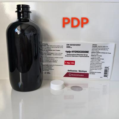 China PET Collar Material 28mm 400 Neck Size Empty Black Round PDP Tris Plastic Bottles 500ml 16oz Cough Syrup Containers with Screw Cap for sale