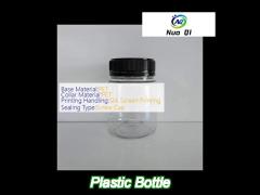 silk screen printing 200ml 250ml round pet plastic bottle with black anti theft screw cap ideal food