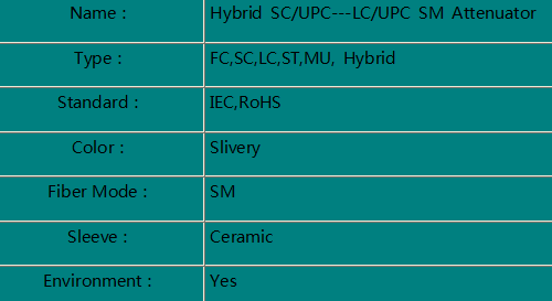 Hybrid SC/UPC-- LC /UPC Attenuator