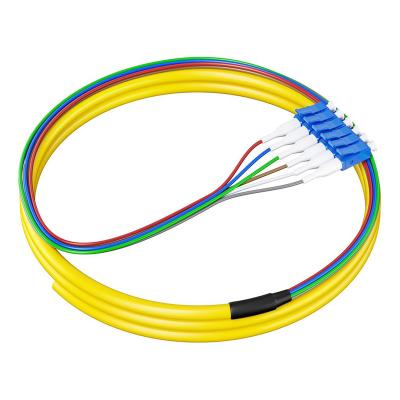 China HXCOWO 6 Color SM 9/125 Fiber Pigtails 0.9mm G657A G652D 1.5M LC/UPC Fiber Optic Pigtail Te koop