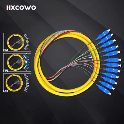 China HXCOWO FTTN Fiber Pigtails 12 Cores SC LC Pigtail ST FC UPC/APC MM 50/125 62.5/125 for sale