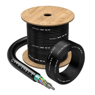 China Black G72B1.3 G652D 36B1.3 PE Outdoor Armored Fiber Optic Cable For Overhead Pipeline à venda