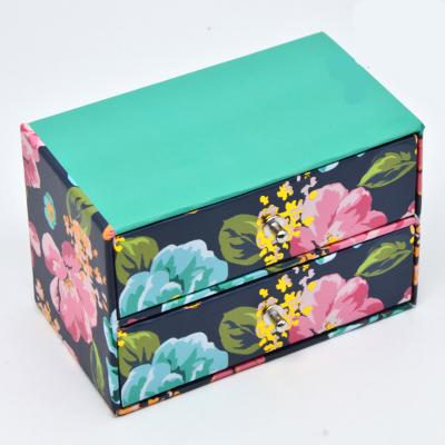 China Hot Wholesale High quality Colorful Flower Pattern Gift Box 2 Layers Drawer Boxes for sale