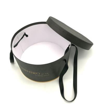 China Packaging Factory Custom Gift Paper Packaging round hat Box With Handle Rope for sale