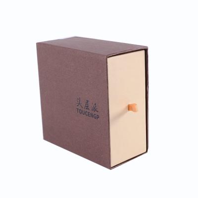 China Grey board paper wrapping special paper logo embossing treatment small drawering box for sale