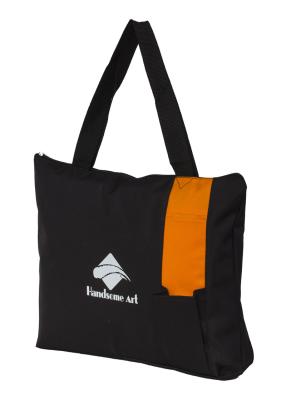 Cina Promotional custom polyester tote bag with front pockets-HAS14028 in vendita