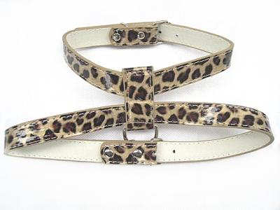 China Leopard PU dog harness yellow and pink 2 colors 2 sizes 30 pcs/lot for sale