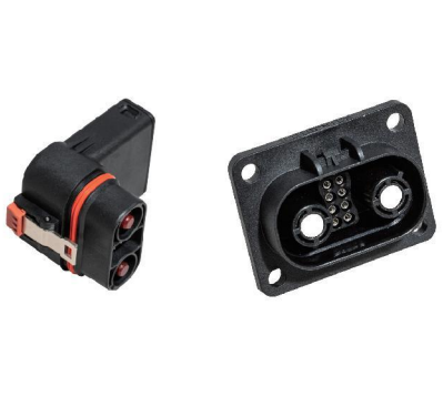 2 Pole 8 Pins 150A Right Angle Connector 360 Degree Shielding EV Parts Plug 0