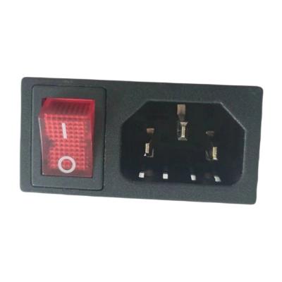 China 15A 250V Panel Mount IEC C14 Inlet Socket with Boat Shape Rocker Switch for sale