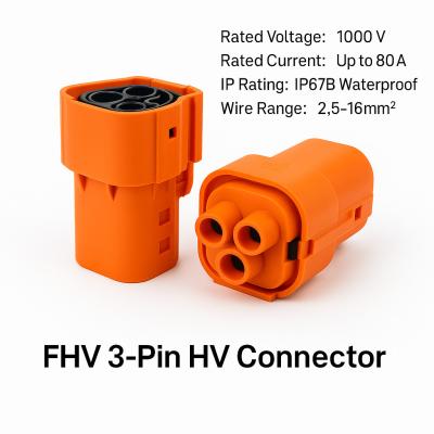 中国 IP67B EVコネクタ 3ピンプラスチック 1000V 80A バッテリーA/C PTC 販売のため