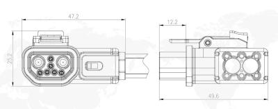 China 300 VDC 40A 20AWG Battery Pack Hybrid Power Connector With EMI Shielded for sale
