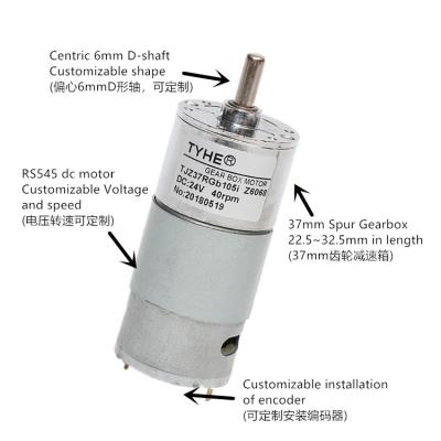 Cina Motore basso dell'ingranaggio di CC di coppia di torsione 5kgcm 120rpm 150rpm RPM del fornitore 37mm 115gearmotor 10000rpm 12v 24v 18v della Cina alto micro in vendita