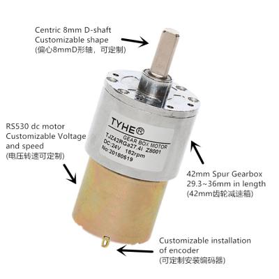 Cina carico di coppia di torsione del metallo 24V del cambio di 42mm Mini Brushed Dc Gear Motor alto in vendita