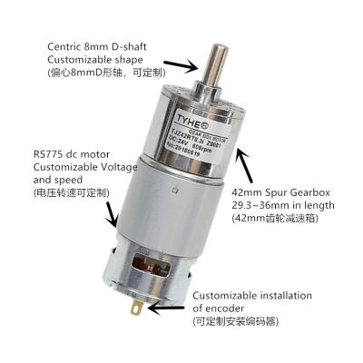 Cina il cambio di 42mm ha spazzolato il motore elettrico dell'ingranaggio d'acciaio del motore 30 giri/min. di CC per la zazzera astuta in vendita