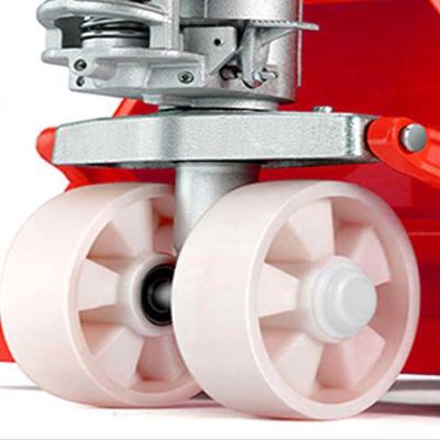 China 400Lbs Powder Coated Custom Manual Pallet Truck With 2-3 In Load Rollers for sale