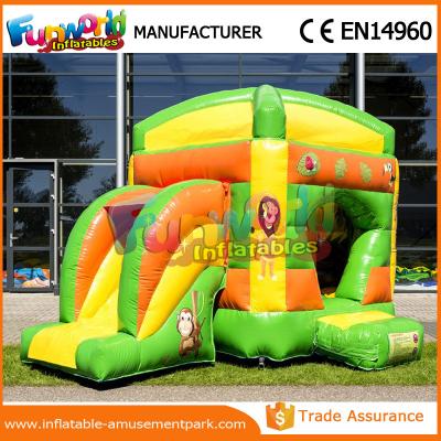 China Anúncio publicitário Bouncy inflável engraçado verde/do amarelo corrediça 0.5mm do PVC de encerado à venda